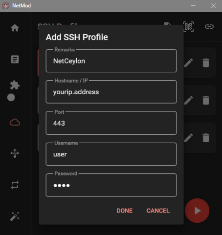 How To Add SSH/SSL Account On Netmod - NetCeylon VPN